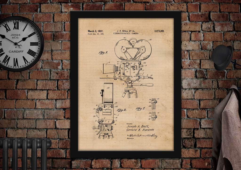 Home › J. A. Ball Cinematographic Camera 1931 Blueprint Patent No ...
