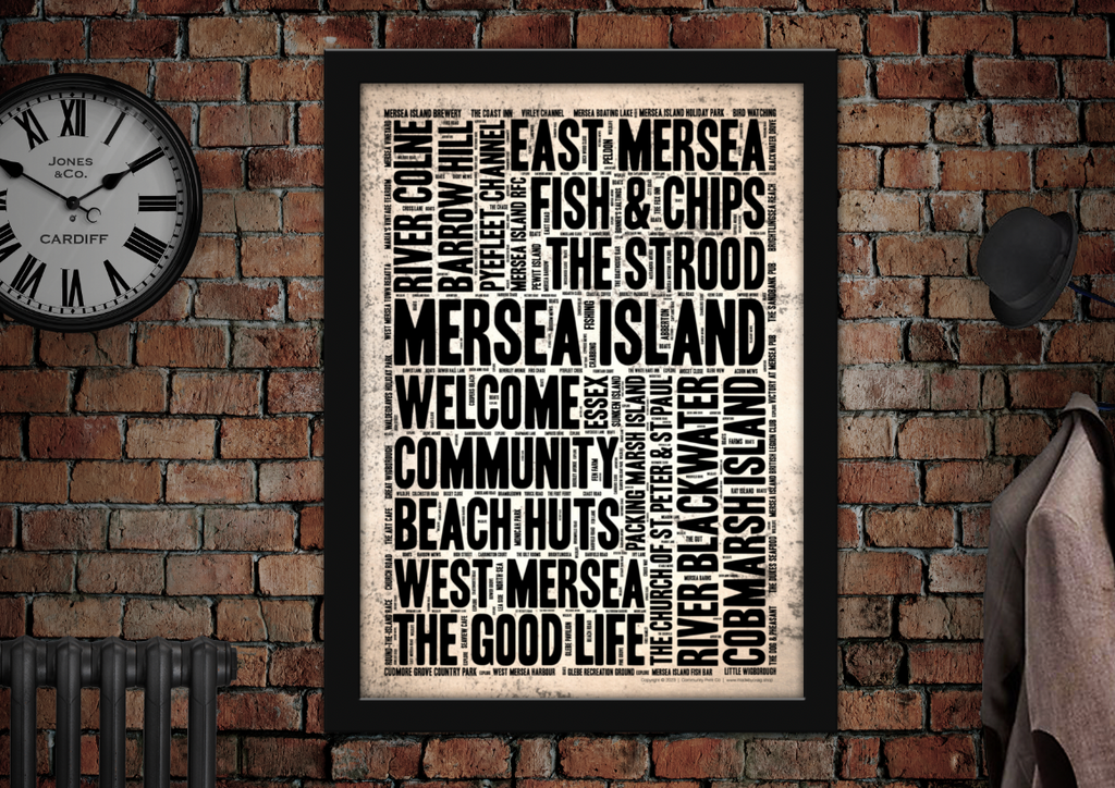 Home › Mersea Island Towns Letter Press Style Poster